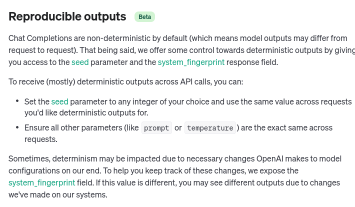 OpenAI GPT-4 API: Reproducible Outputs